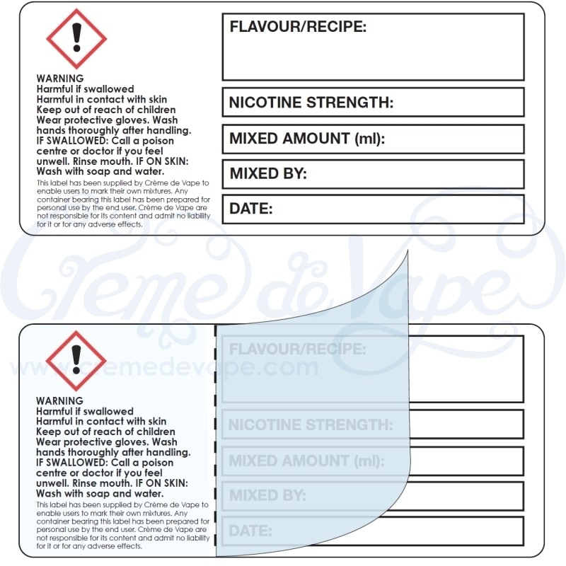 Self-laminating labels 9x4cm - 20pk - Creme de Vape