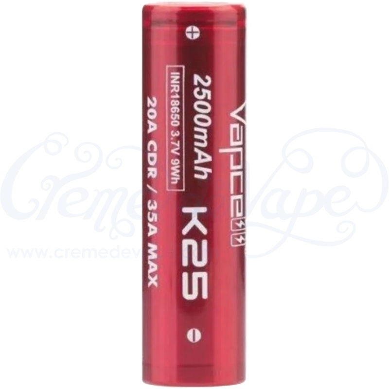 Vapcell K25 18650 2500mAh battery - Creme de Vape